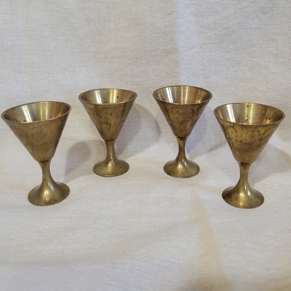 Dining | Set Of 4 Vintage Mini Brass Goblets | Poshmark